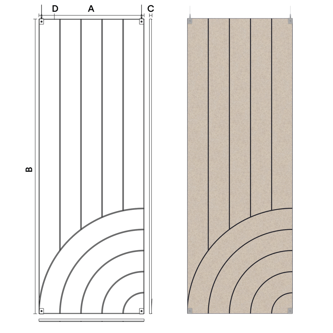 BAUX X-FELT Floating Panels Ripple Widestripe | BAUX