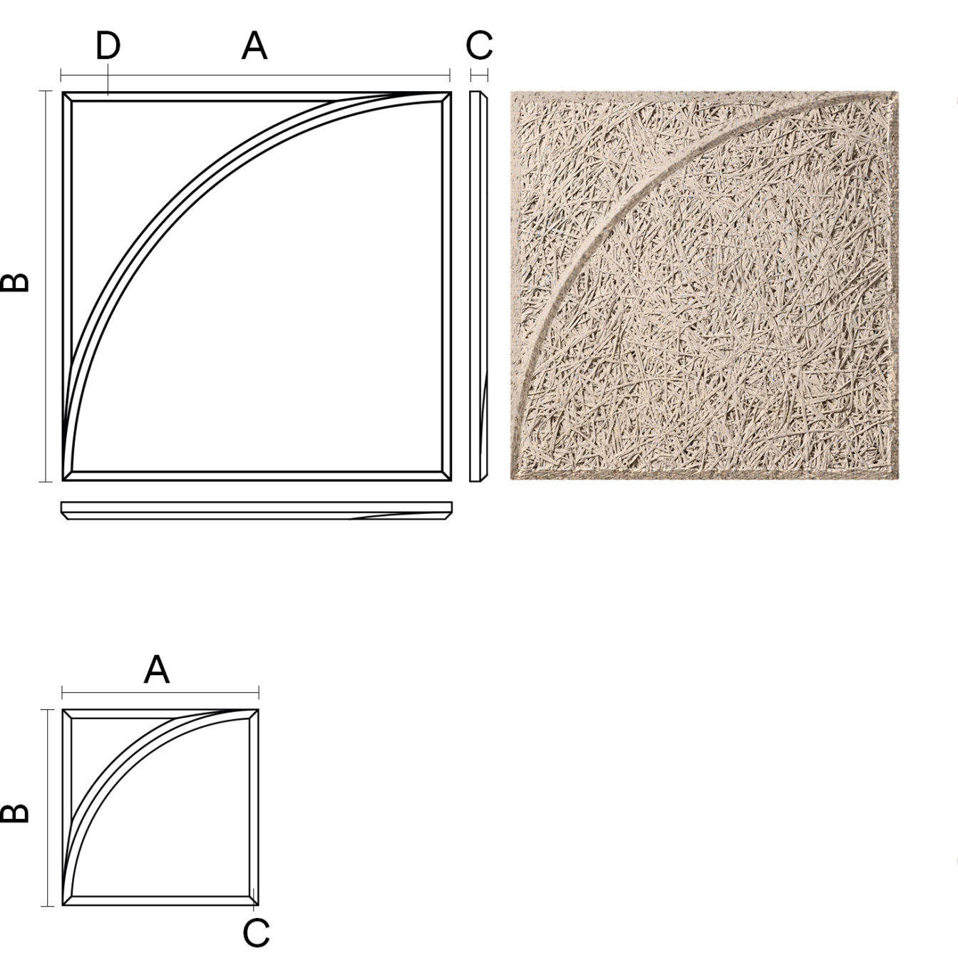 BAUX Wood Wool Tiles Quarter Circle - BAUX